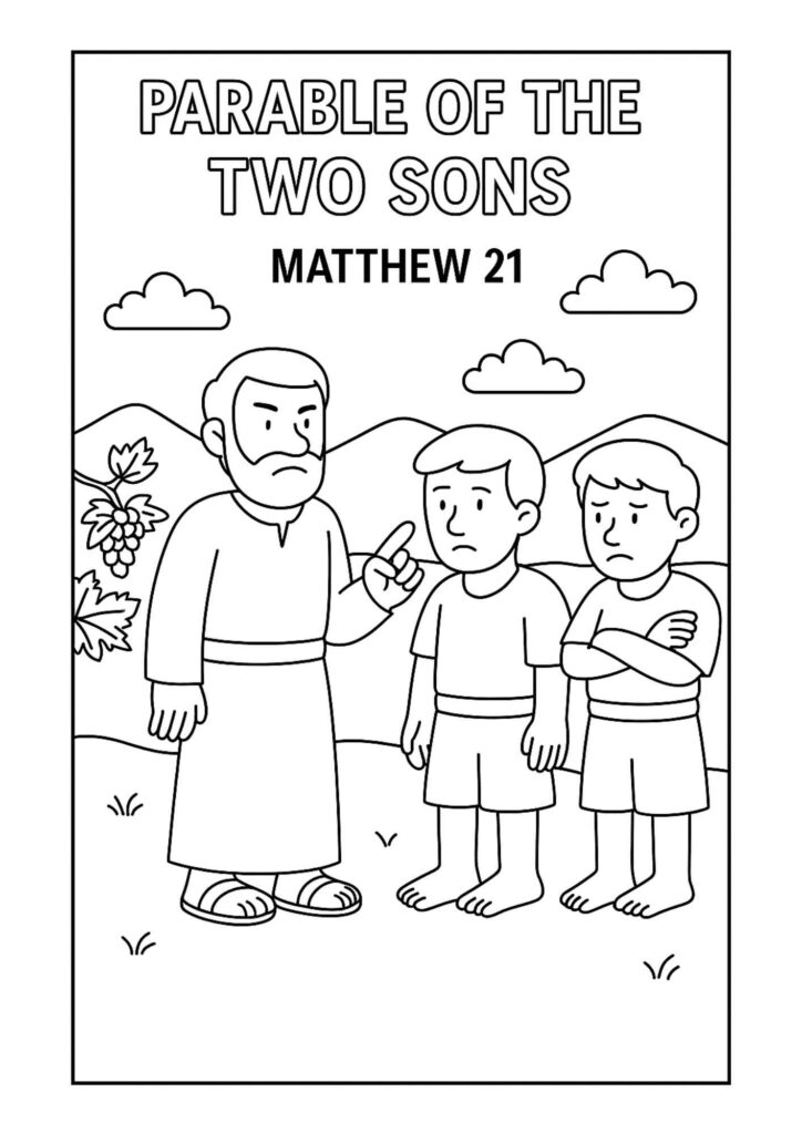 Parable of the Two Sons – Free Matthew 21 Bible Coloring Page - Free ...
