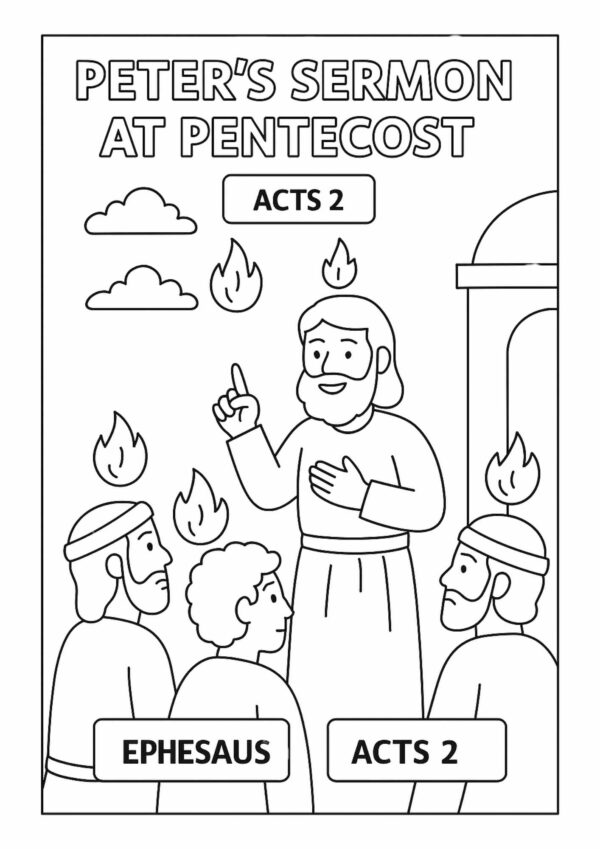 Peter’s Sermon at Pentecost – Free Acts 2 Bible Coloring Page - Free ...