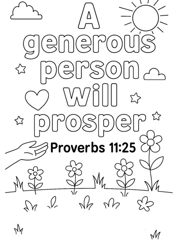 Proverbs 11:25 Coloring Page – “A Generous Person Will Prosper” (Free ...