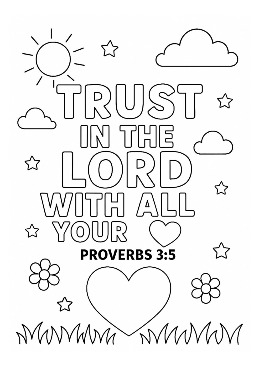 Proverbs 3:5 Coloring Page – “Trust in the Lord with All Your Heart ...