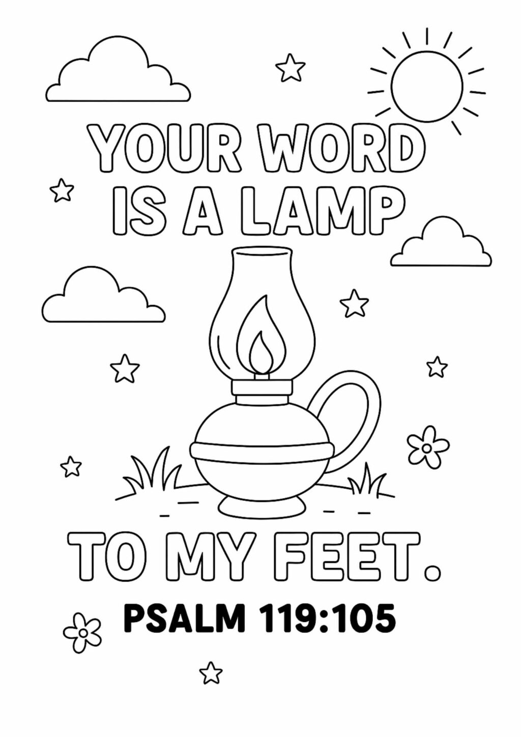 Psalm 119:105 Coloring Page – “Your Word Is a Lamp to My Feet” (Free ...
