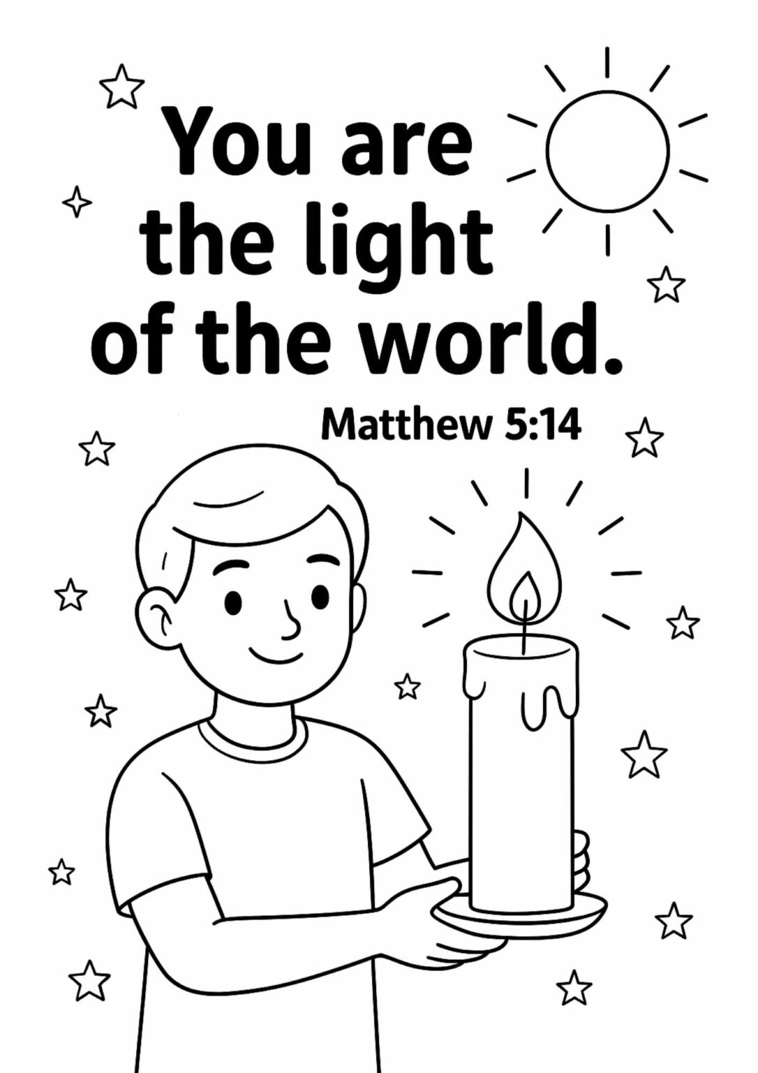 “You Are the Light of the World” – Matthew 5:14 Coloring Page (Free ...