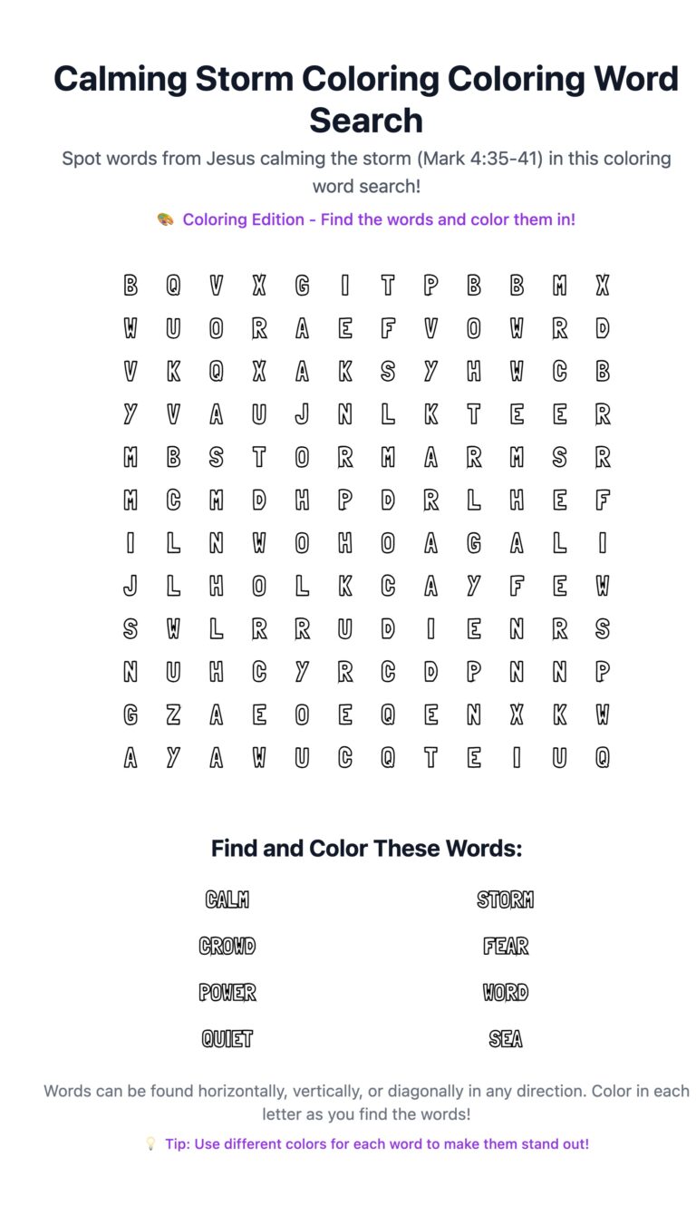 Calming Storm Coloring Word Search