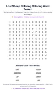 Lost Sheep Coloring Word Search - Free Bible Worksheets