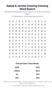 Rahab & Jericho Coloring Word Search