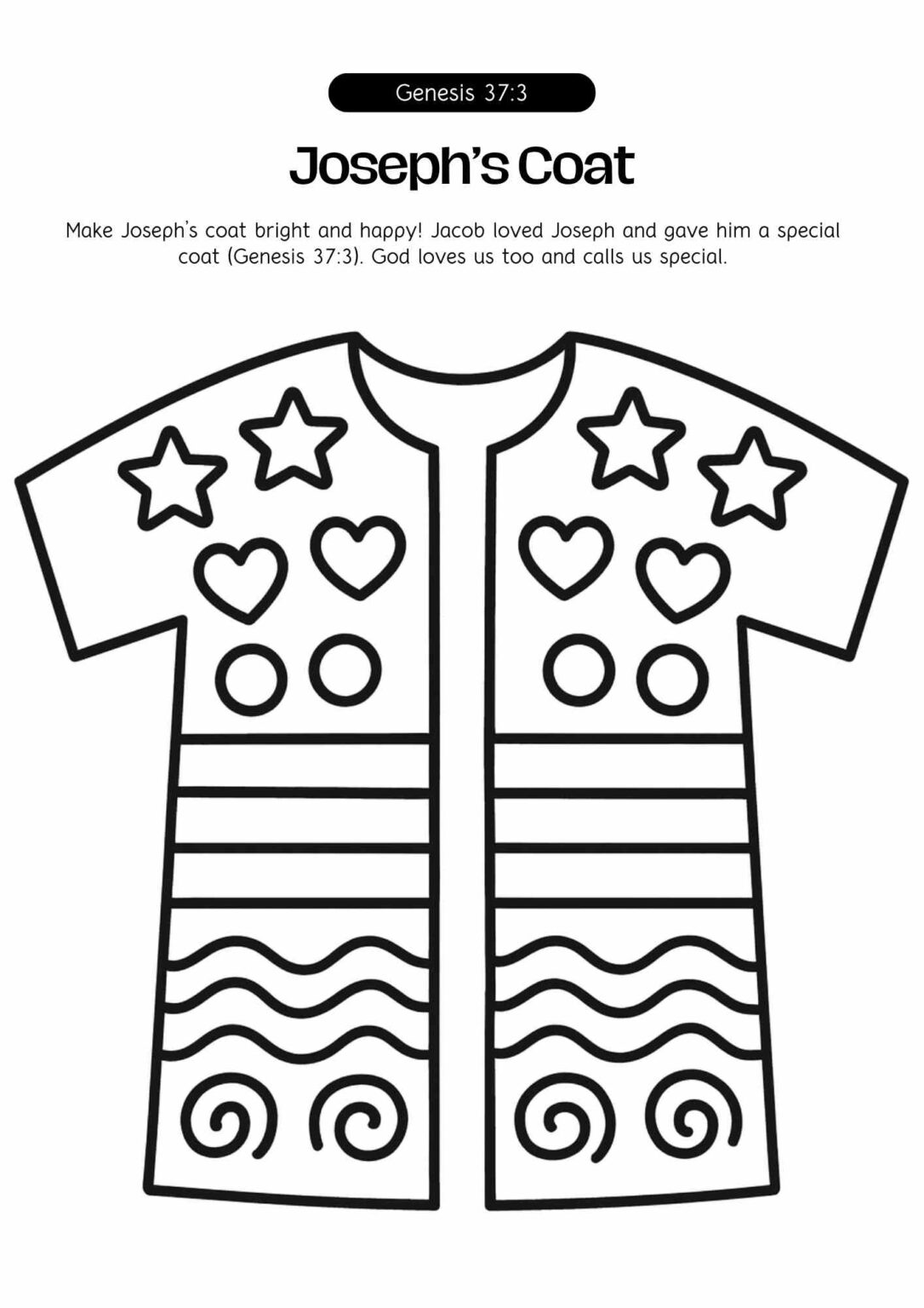 Joseph’s Coat (Genesis 37:3) – Preschool Coloring Craft - Free Bible ...