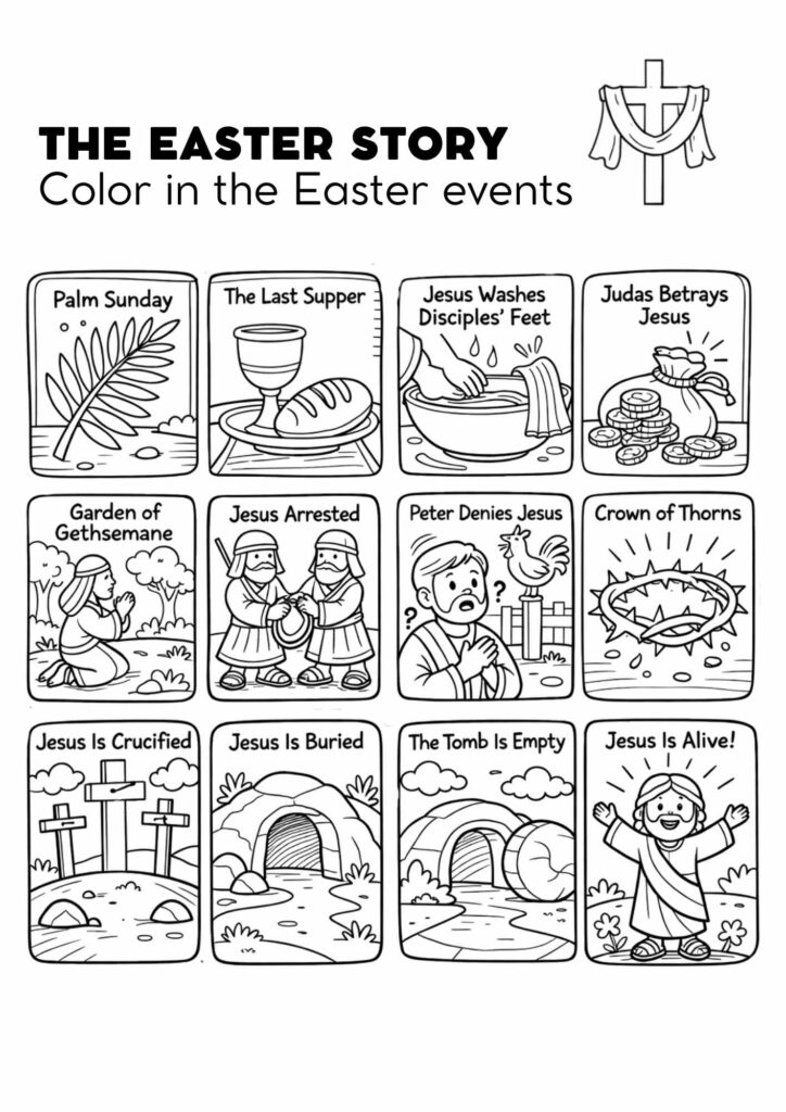 The Easter Story Coloring Pages – Holy Week Printable for Kids - Free ...