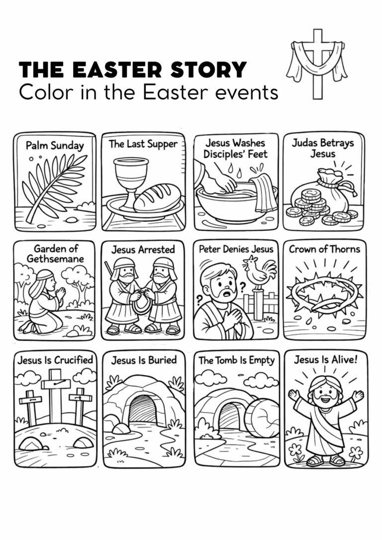 The Easter Story Coloring Pages – Holy Week Printable for Kids - Free ...
