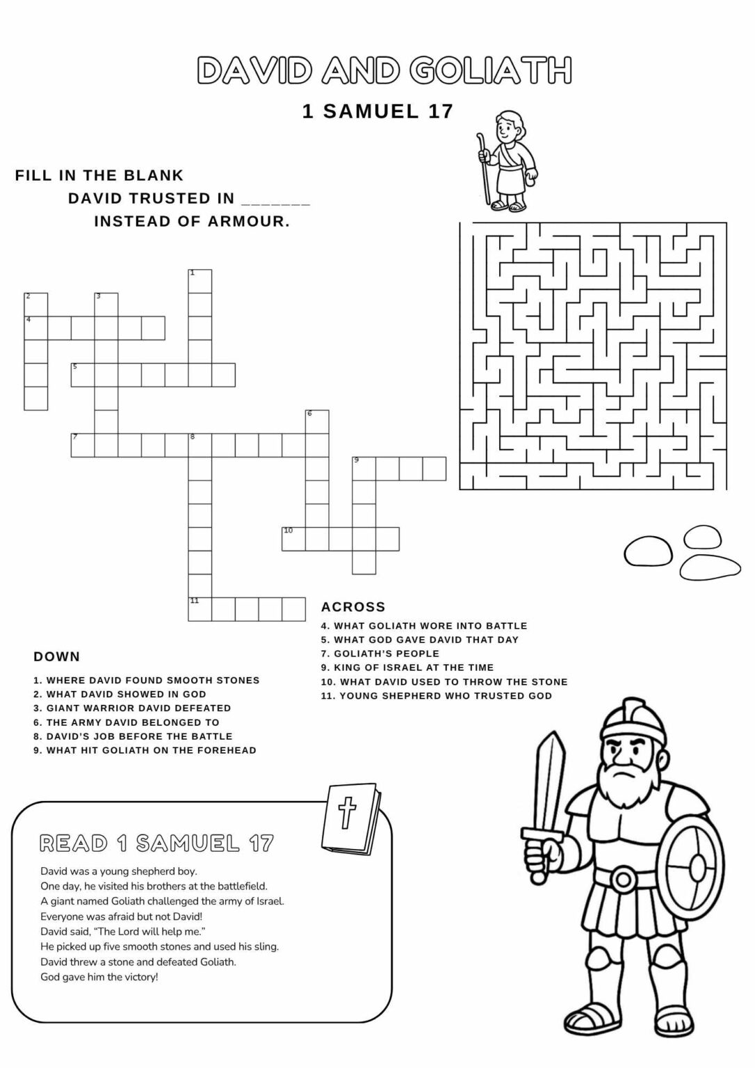 David and Goliath Multi Activity Printable Activities for Kids (1 ...